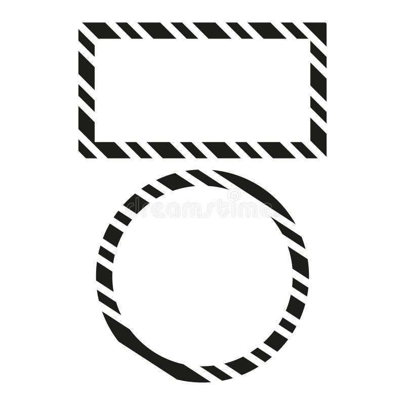 Striped Geometric Frames. Rectangle and Circle. Black and White ...