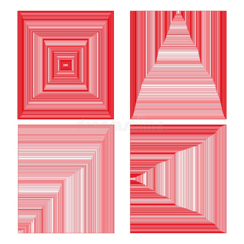 Striped Geometric Shapes. Red Gradient Composition. Abstract Pattern ...