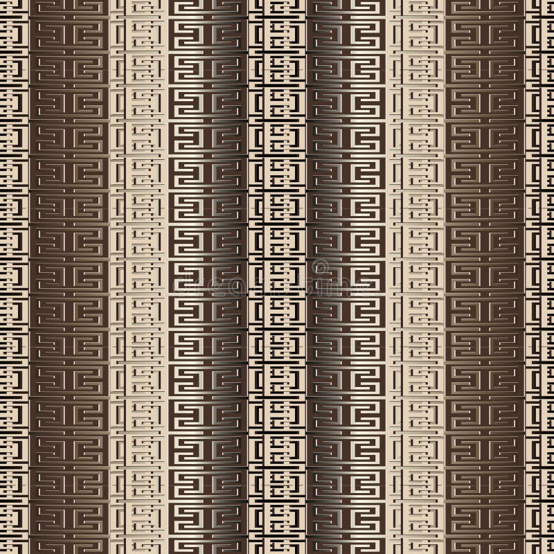 Striped Gold 3d Greek Vector Seamless Pattern. Geometric Surface ...