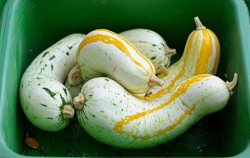 Striped Gourds in Green Container Stock Illustration - Illustration of ...