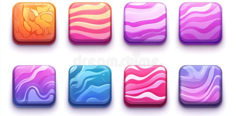 Striped Gradient Square Icons in a Spectrum of Colors Stock Photo ...