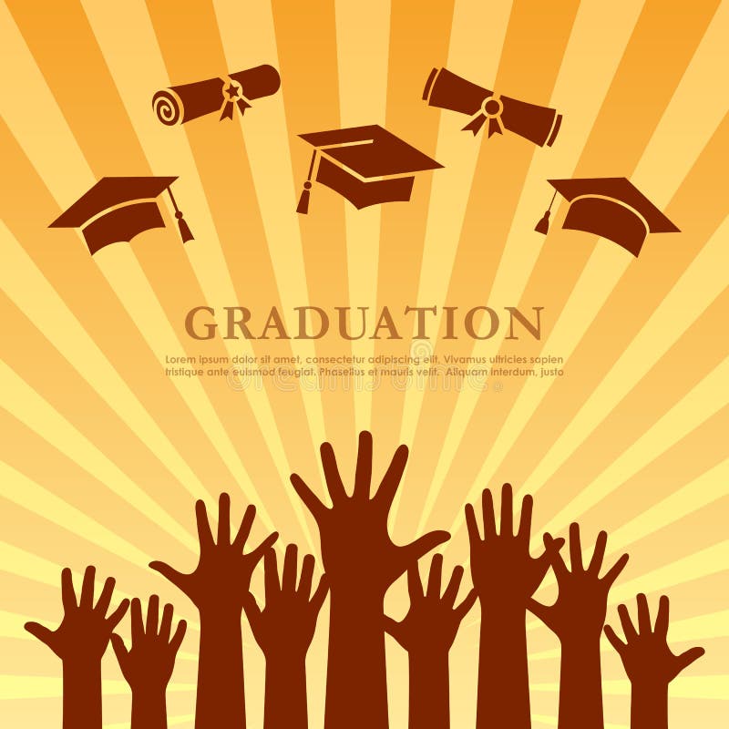 Striped Graduation Poster Design Stock Vector - Illustration of flyer ...