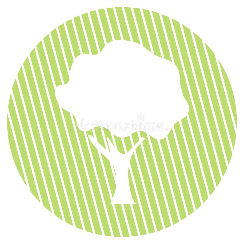 Striped Green Button with Tree Symbol Stock Illustration - Illustration ...