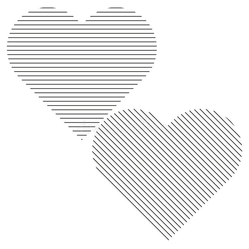 Striped Heart Shape. Parallel Line Pattern. Minimalist Love Symbol ...