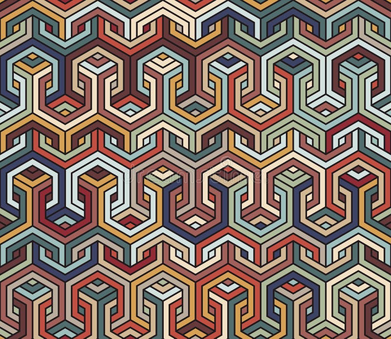 Seamless Geometric Pattern with Striped Interlaced Hexagonal Elements ...
