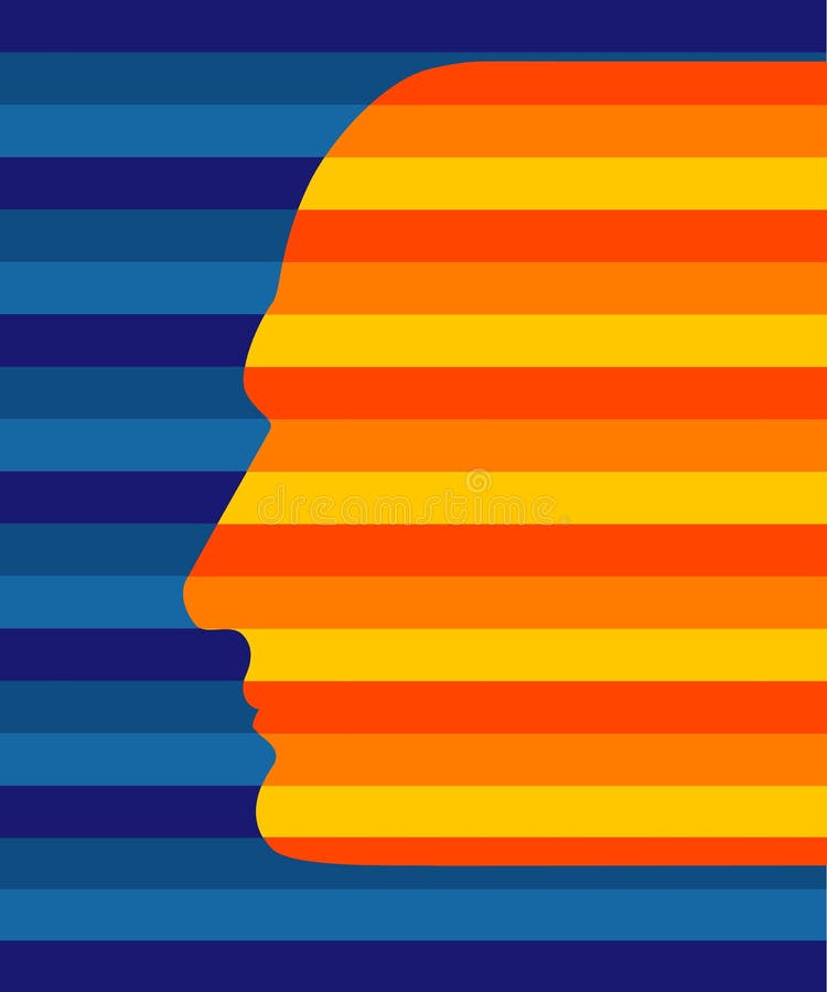 Striped human profile stock illustration. Illustration of human - 187264851