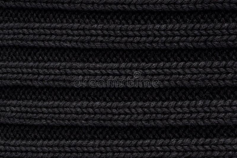 Striped of Knitted Black Fabric Texture Background Stock Photo - Image ...