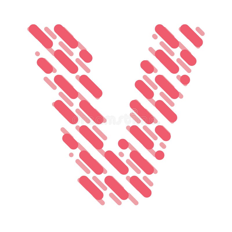 Striped Latin Alphabet Letter V. Hatching Font Stock Illustration ...