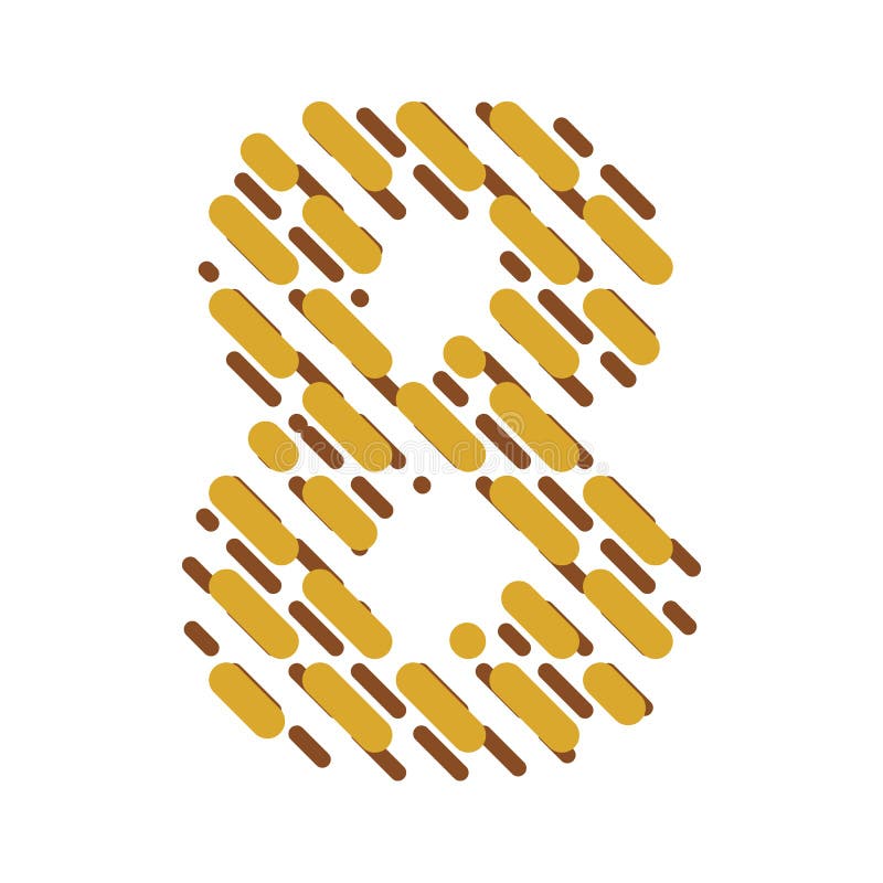 Striped Latin Alphabet Number 8. Hatching Font Stock Illustration ...