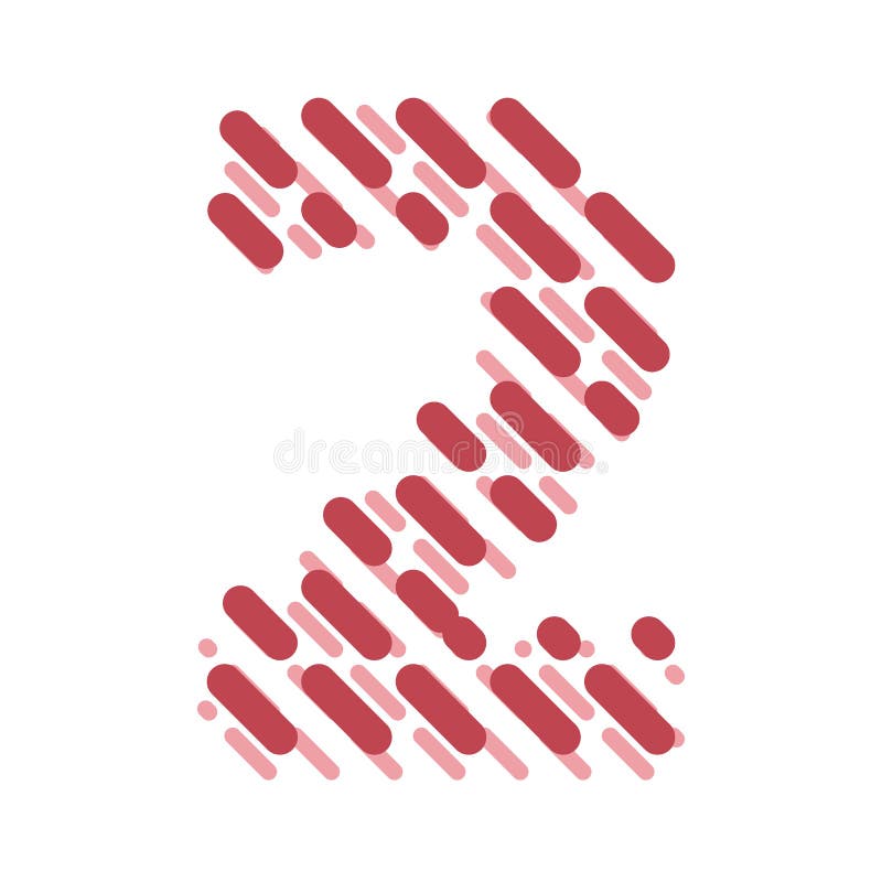 Striped Latin Alphabet Number 2. Hatching Font Stock Illustration ...