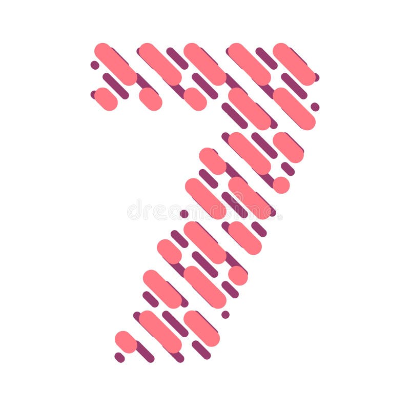 Striped Latin Alphabet Number 7. Hatching Font Stock Illustration ...