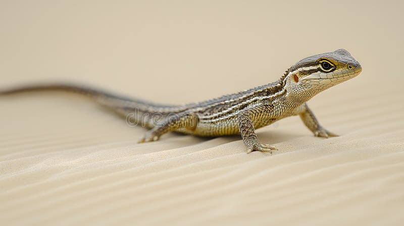 Striped Lizard on Sandy Desert Terrain Stock Photo - Image of terrain ...