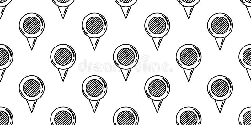 Striped Location Pin Pattern, Seamless Doodle Map Marker Illustration ...