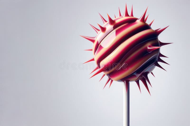 Striped Lollipop with Sharp Spikes on a Stick. Space for Text. Stock ...