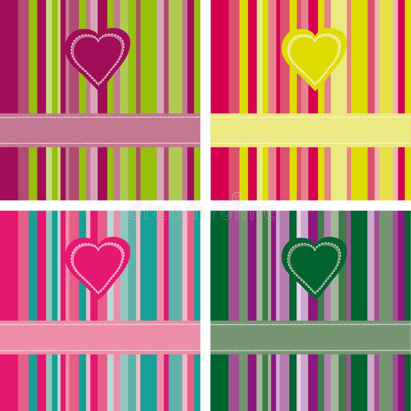 Striped Love Cards stock vector. Illustration of message - 13536541