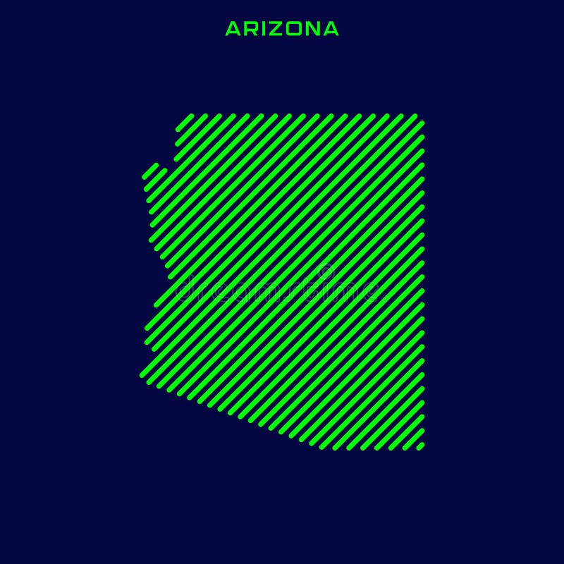 Striped Map of Arizona Vector Design Template. Stock Vector ...