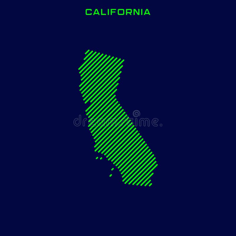 Striped Map of California Vector Design Template. Stock Vector ...
