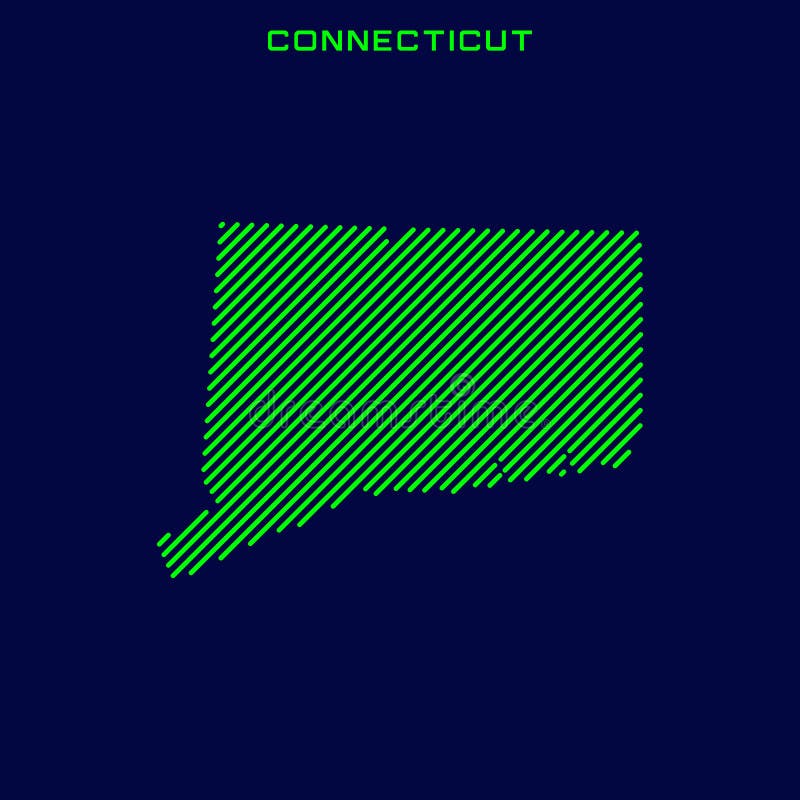 Striped Map of Connecticut Vector Design Template. Stock Vector ...