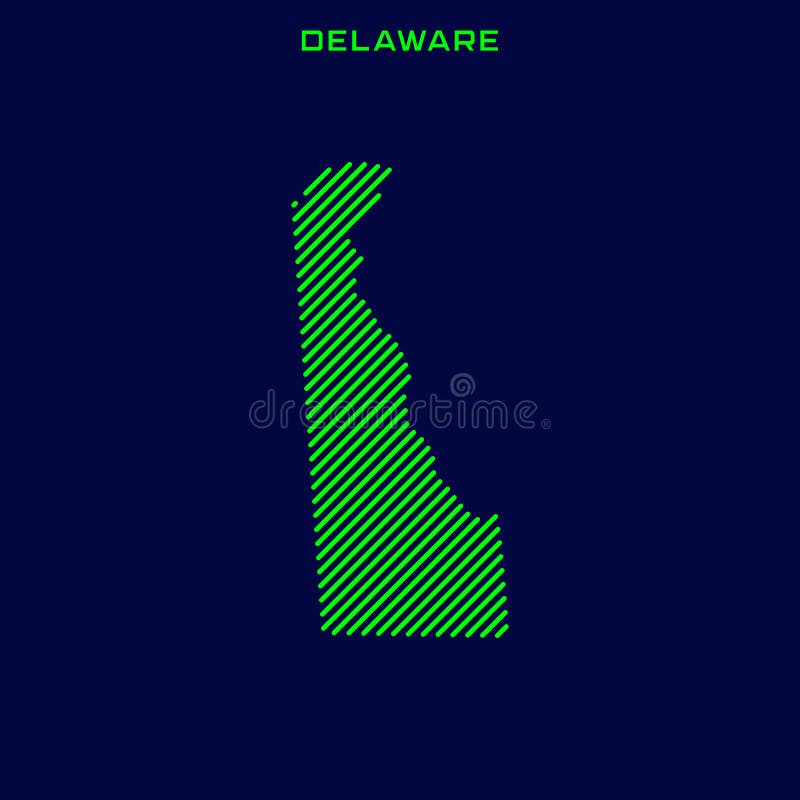 Striped Map of Delaware Vector Design Template. Stock Vector ...