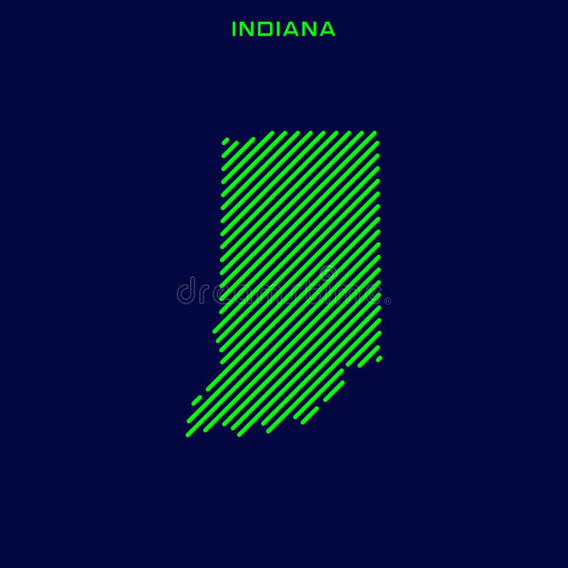 Striped Map of Indiana Vector Design Template. Stock Vector ...