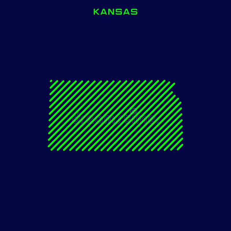 Striped Map of Kansas Vector Design Template. Stock Vector ...