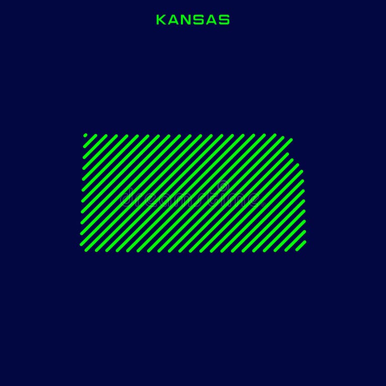 Striped Map of Kansas Vector Design Template. Stock Vector ...