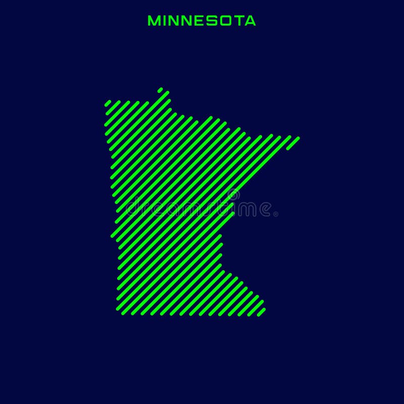 Striped Map of Minnesota Vector Design Template. Stock Vector ...