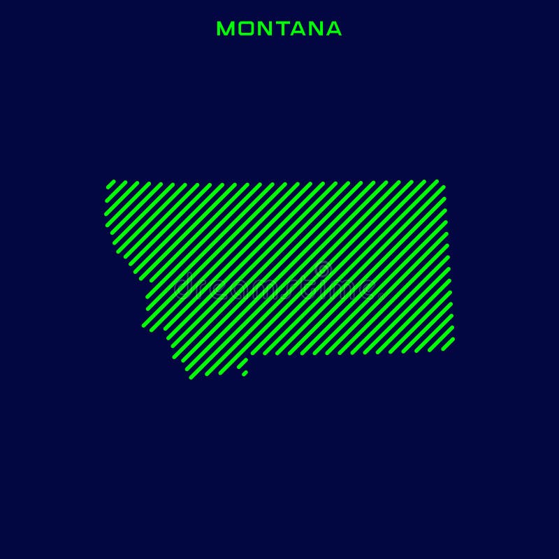 Striped Map of Montana Vector Design Template. Stock Vector ...
