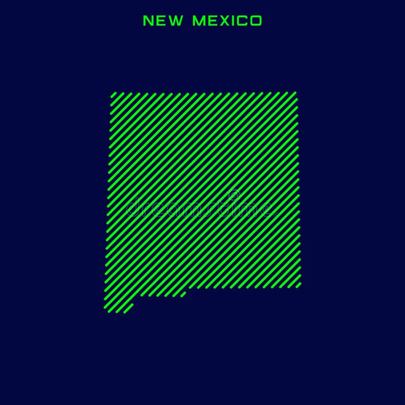 Striped Map of New Mexico Vector Design Template. Stock Vector ...