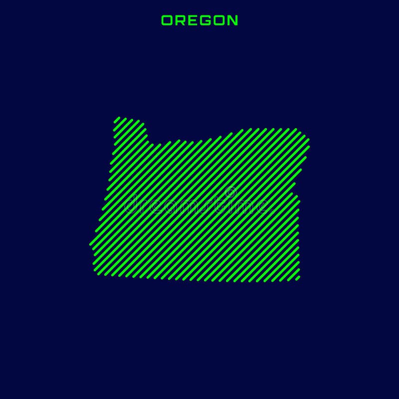 Striped Map of Oregon Vector Design Template. Stock Vector ...