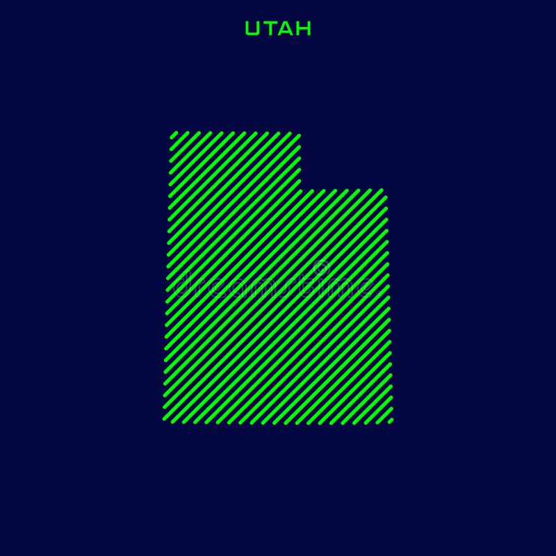 Striped Map of Utah Vector Design Template. Stock Vector - Illustration ...