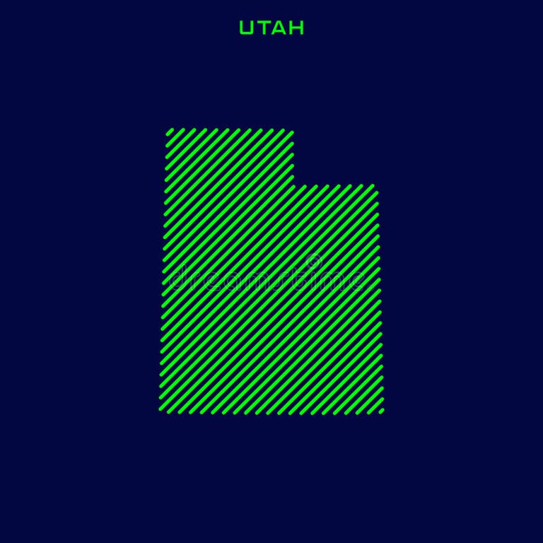 Striped Map of Utah Vector Design Template. Stock Vector - Illustration ...