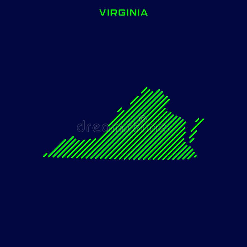 Striped Map of Virginia Vector Design Template. Stock Vector ...