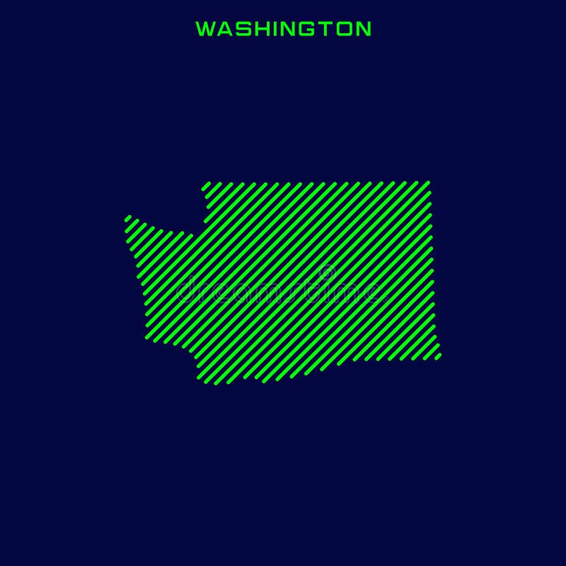 Striped Map of Washington Vector Design Template. Stock Vector ...