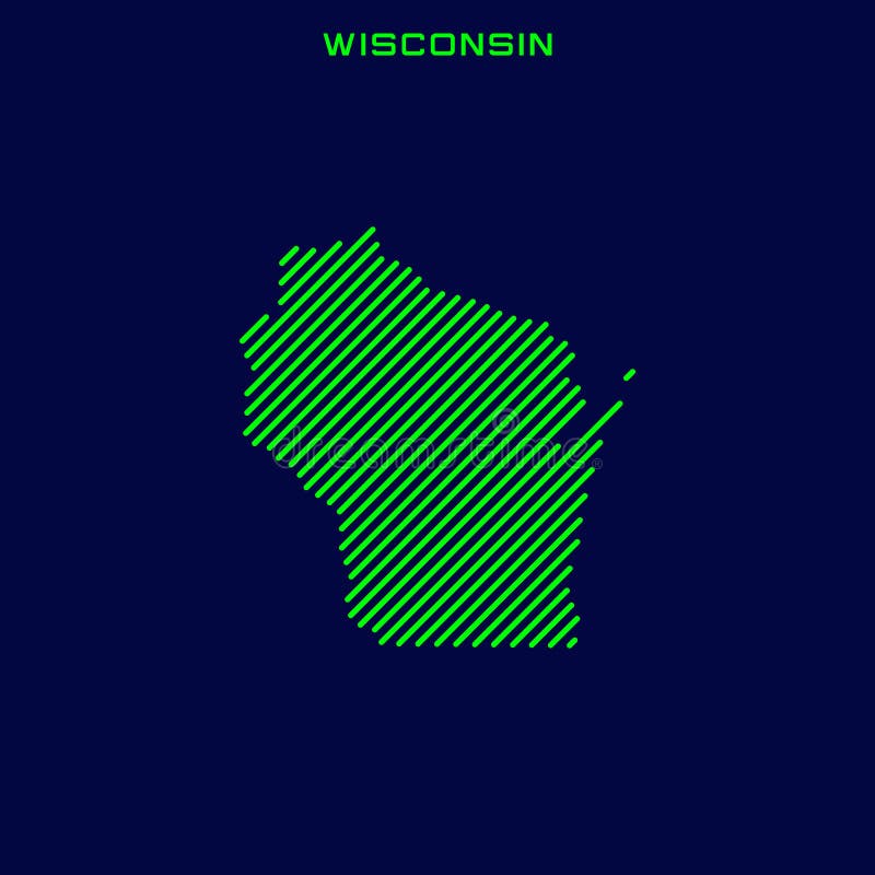 Striped Map of Wisconsin Vector Design Template. Stock Vector ...