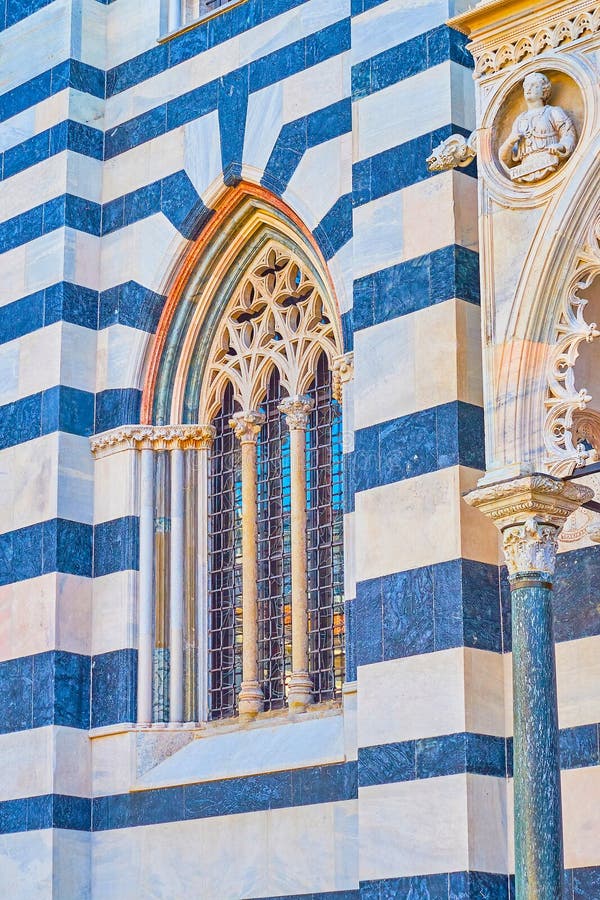 Striped Marble Facade of Doumo Di Monza with Laced Elements, Italy ...