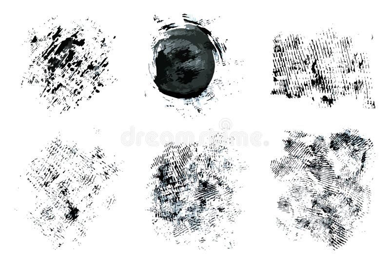 Striped, Mesh and Round Textures Isolated on White Background. Set ...