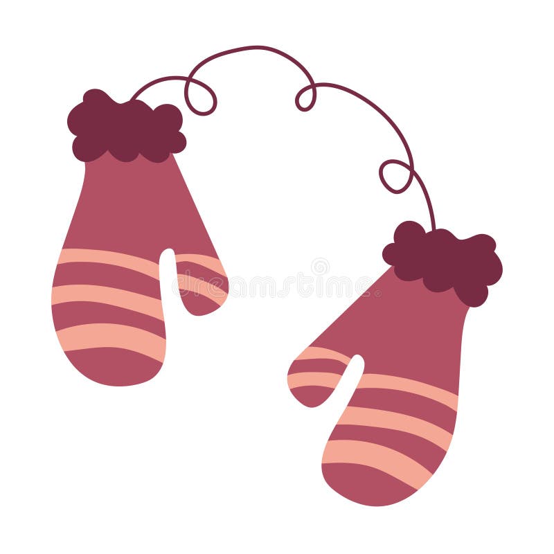 Striped Mittens with String. Vector Stock Illustration - Illustration ...