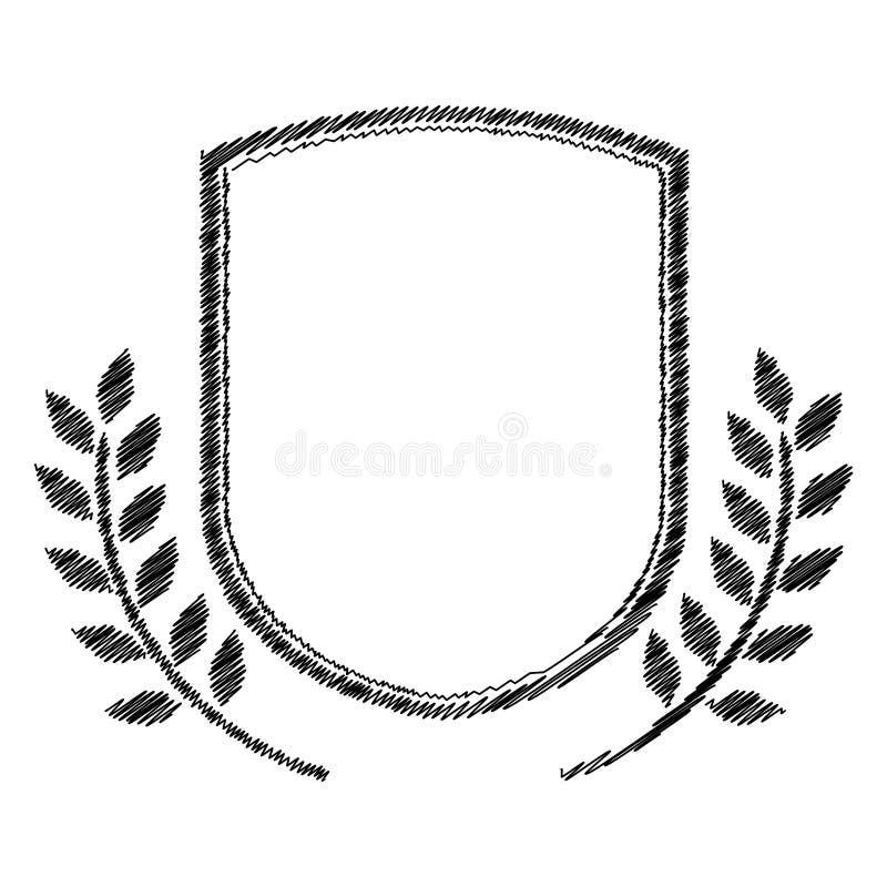 Striped Monochrome Shield Contour with Olive Branch Stock Vector ...