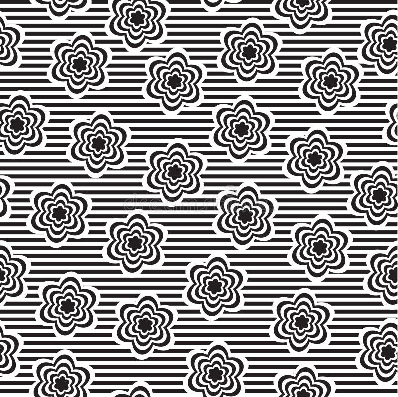 Striped Pattern with Flowers Stock Illustration - Illustration of ...