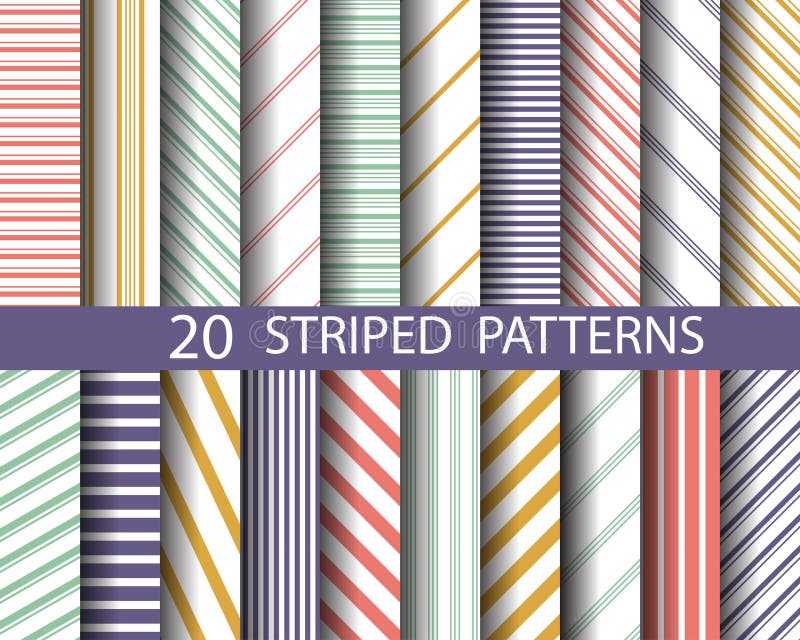 20 striped patterns, stock vector. Illustration of classic - 46133175
