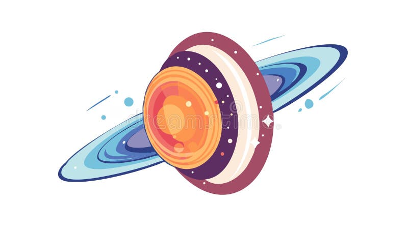 Striped Planet with Rings for Space Science and Astronomy, Vector ...
