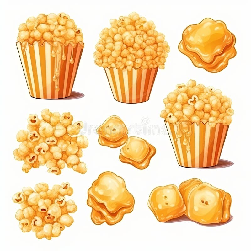 Striped Popcorn Boxes with Spilled Buttered Popcorn Stock Image - Image ...