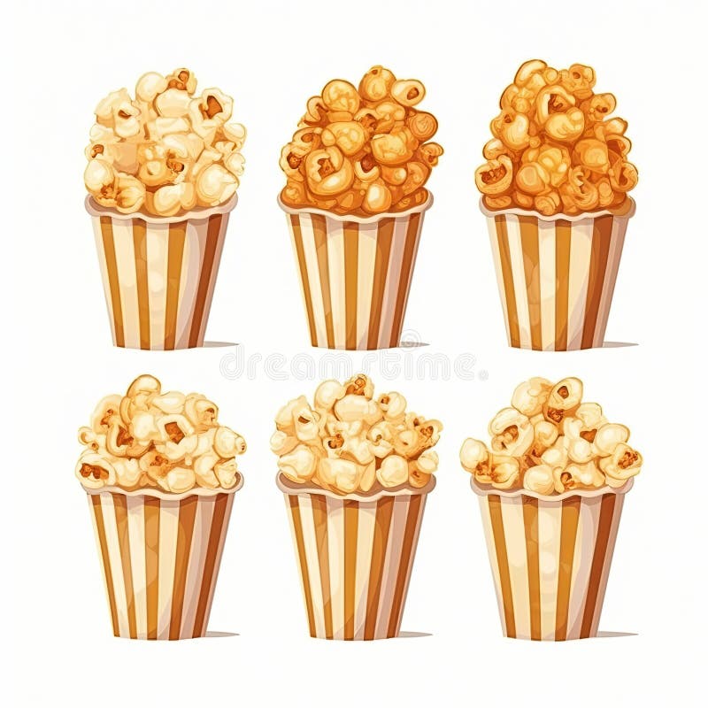 Striped Popcorn Boxes with Spilled Buttered Popcorn Stock Image - Image ...