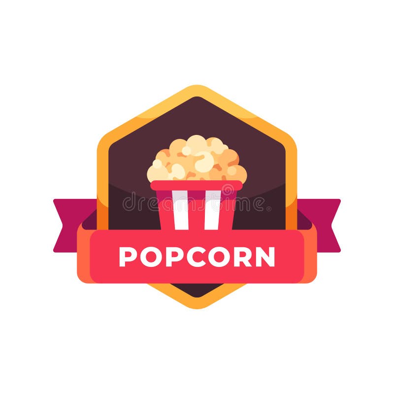 Striped Popcorn Bucket. Fast Food Label Stock Vector - Illustration of ...