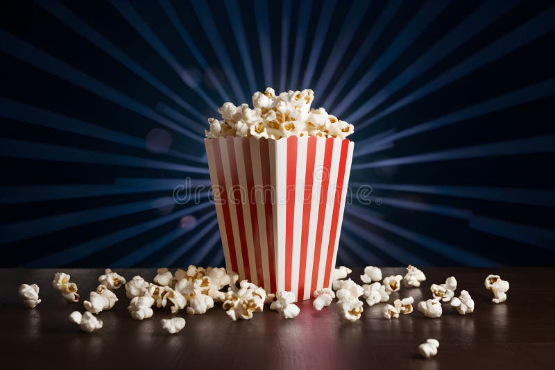 Popcorn Container with Scattered Kernels, Light Beams Reminiscent of ...