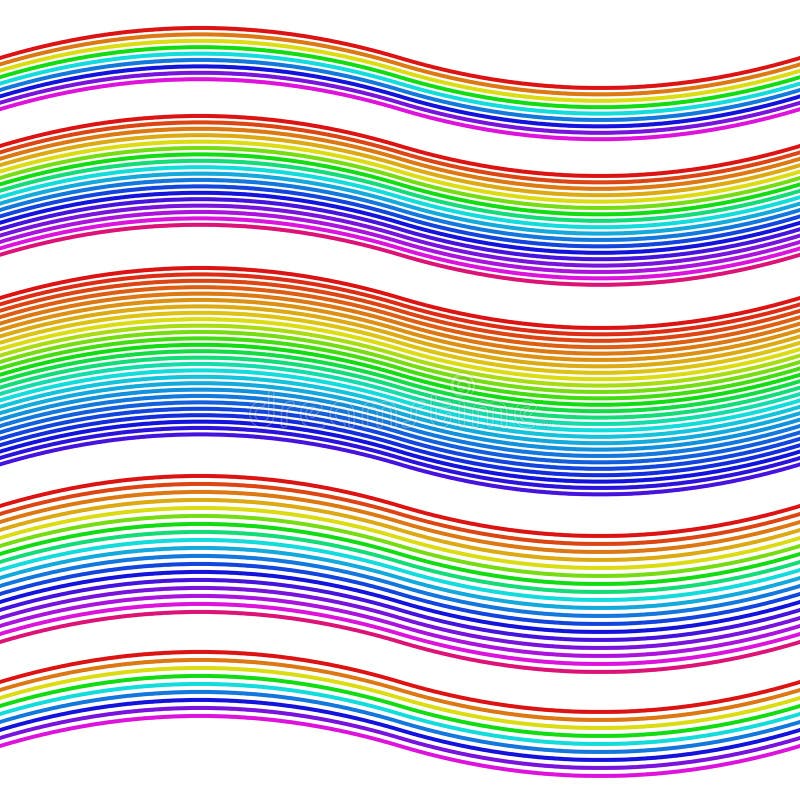 Striped Rainbow Waves - Design Element Set Stock Vector - Illustration ...