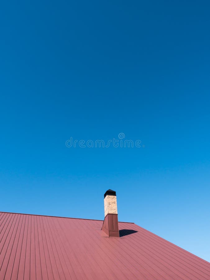 Striped Red Roof with Chimney Stock Photo - Image of church, background ...