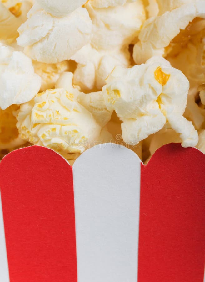 Striped Red And White Box With Popcorn Stock Image - Image of kernel ...