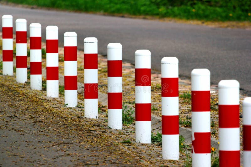Striped Red and White Roadside Safety Posts Stock Photo - Image of ...